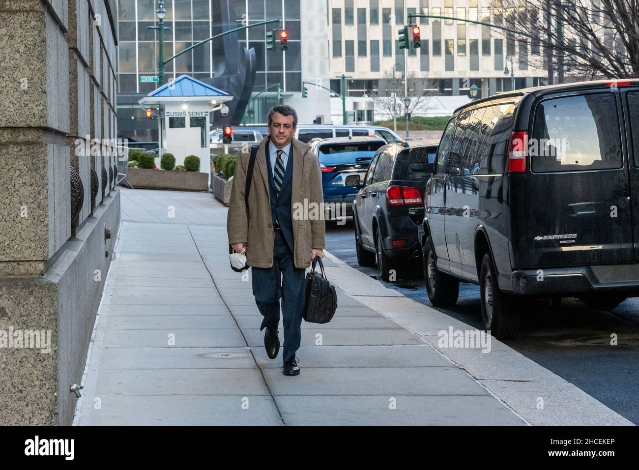 Defense counsel Christian Everdell arrives at the federal courthouse in ...