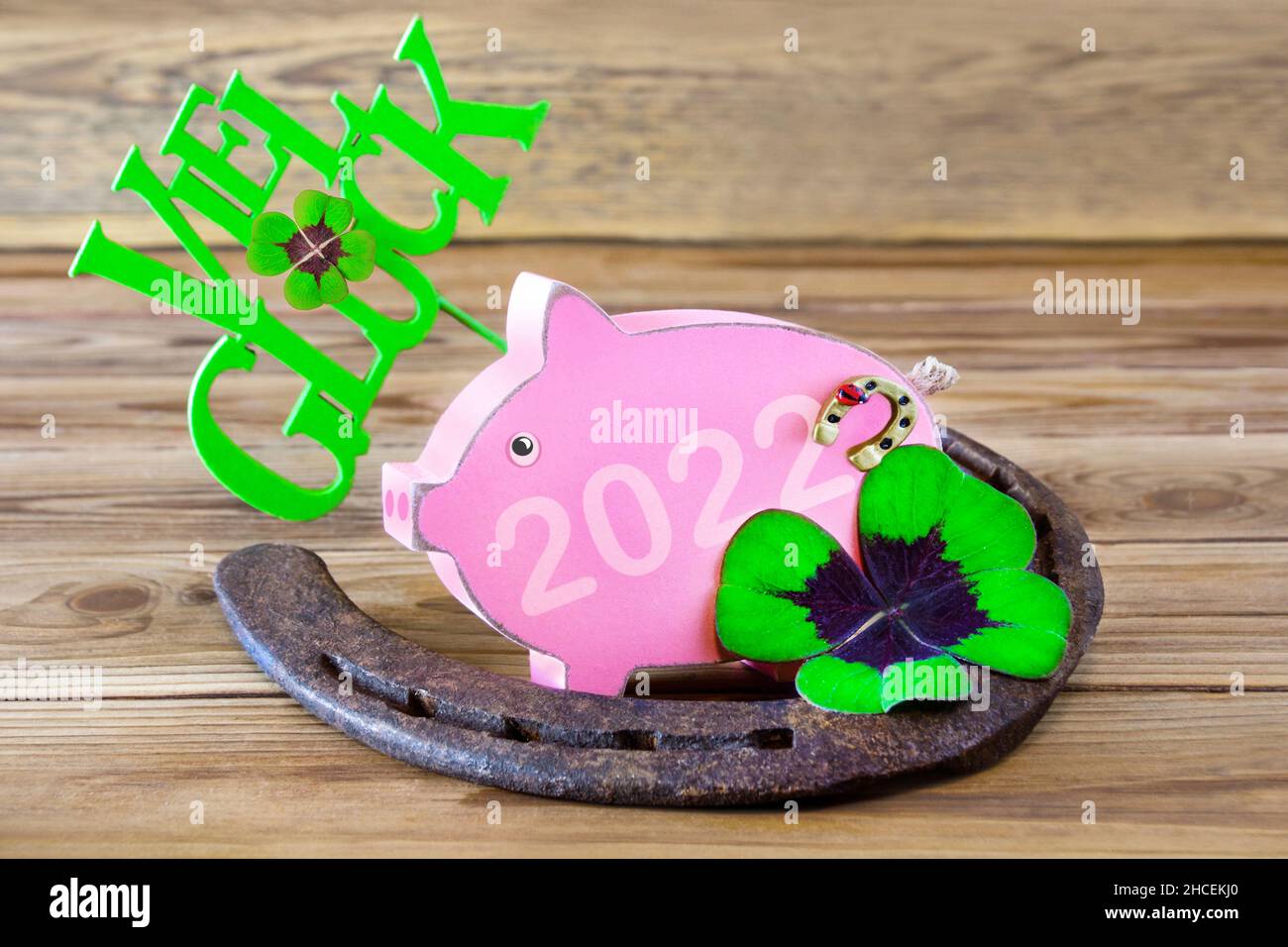 Lucky symbols with Piggy and Clover 2022 and German Good Luck Stock ...
