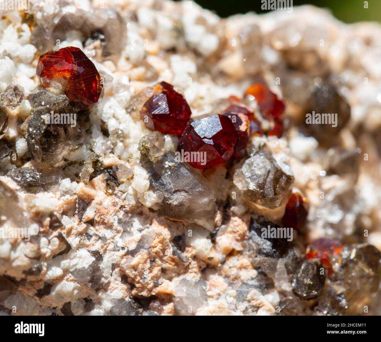 garnet mineral specimen stone rock geology gem crystal Stock Photo - Alamy