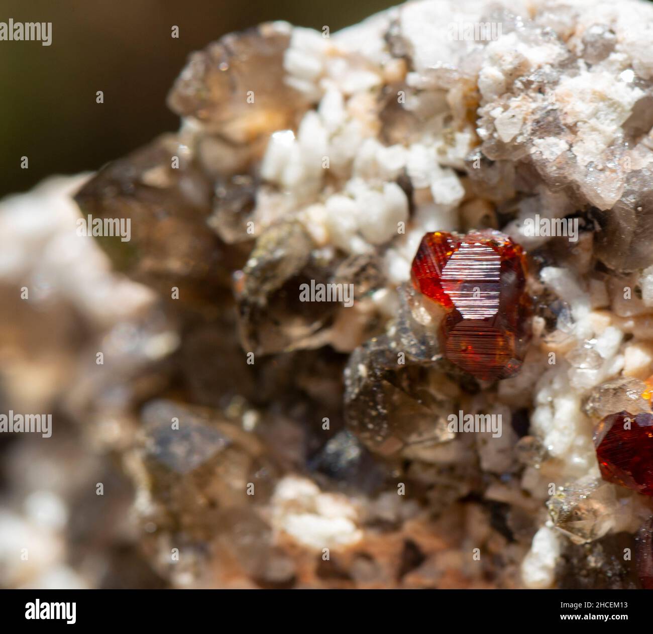 garnet mineral specimen stone rock geology gem crystal Stock Photo - Alamy