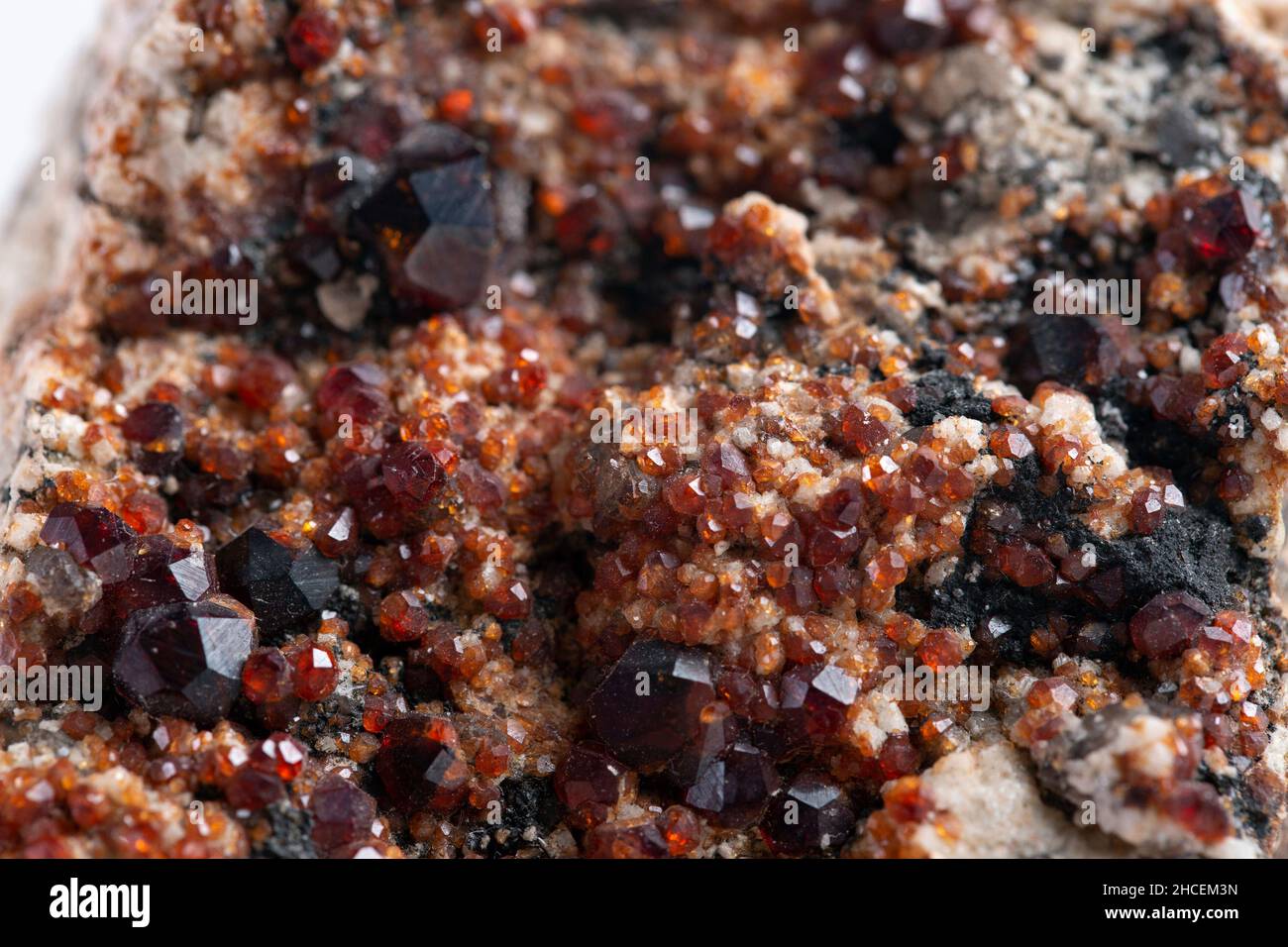 garnet mineral specimen stone rock geology gem crystal Stock Photo - Alamy