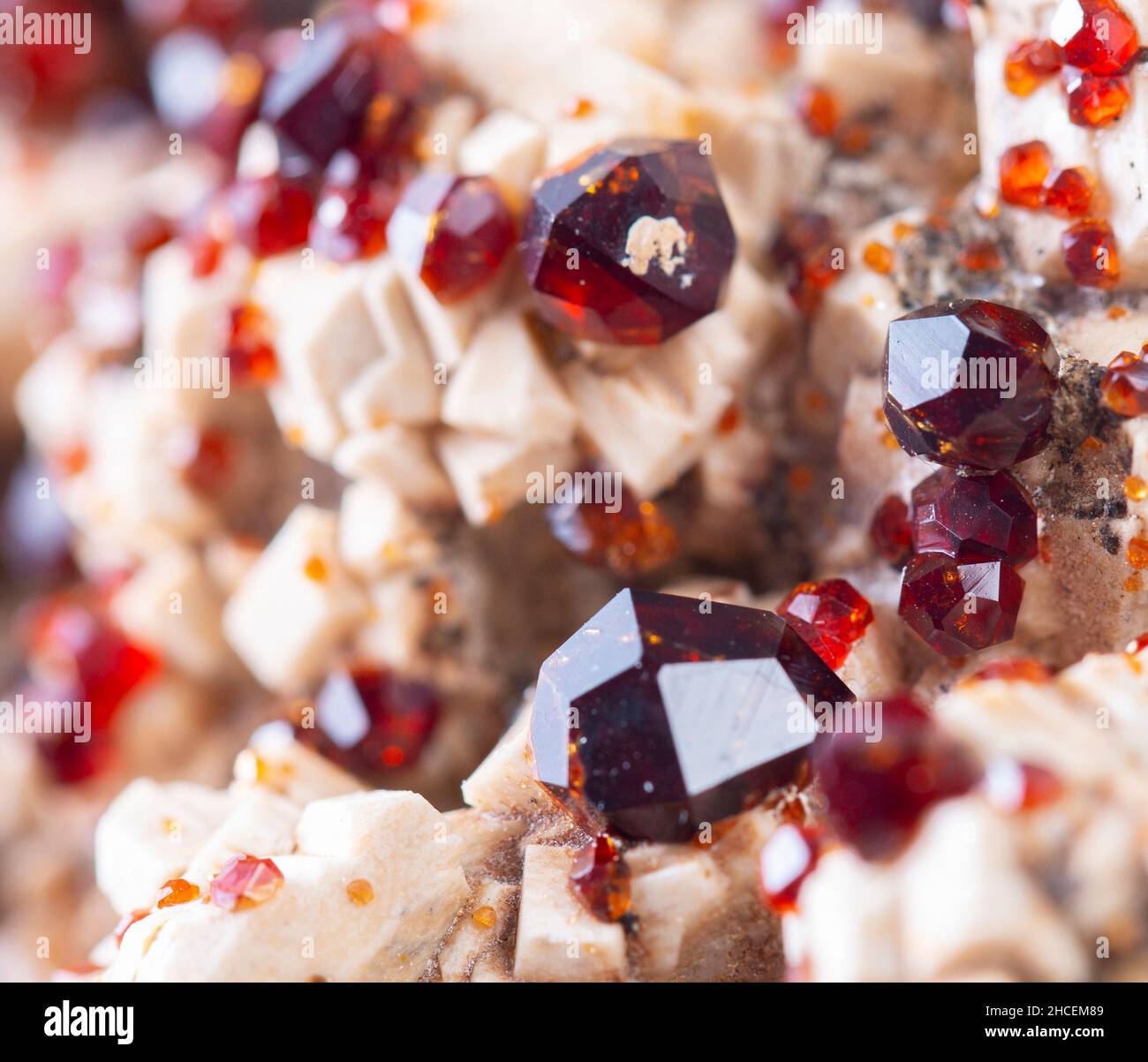 garnet mineral specimen stone rock geology gem crystal Stock Photo - Alamy