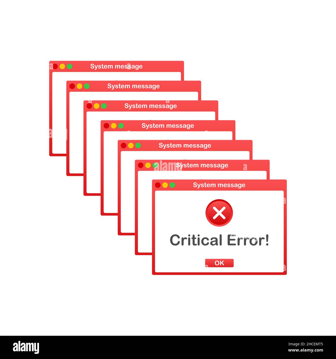 Vintage User Interface Critical Error Warning Message Vector Stock