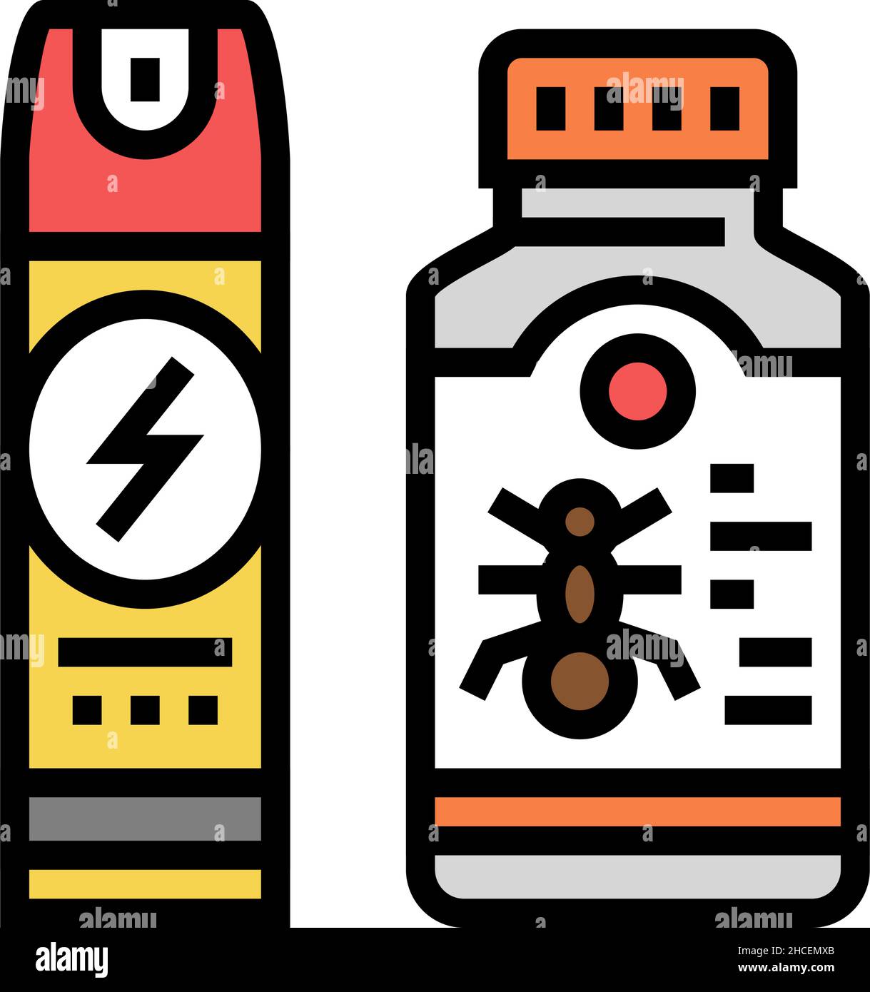 insecticide chemical liquid sprayer and bottle color icon vector ...