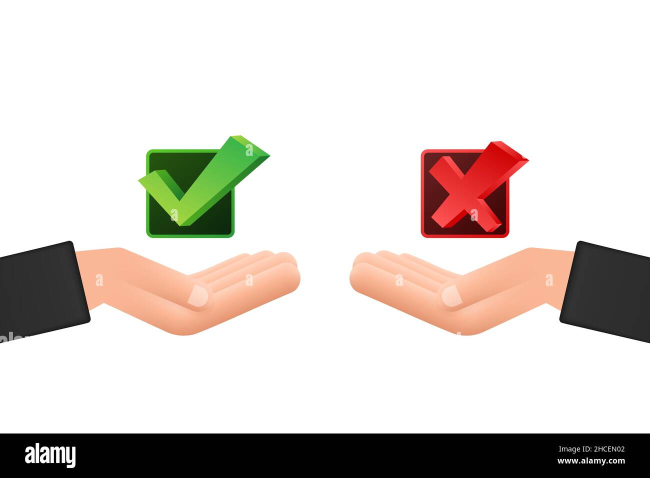 Hand holding signs Yes and No. Vector stock illustration Stock Vector ...