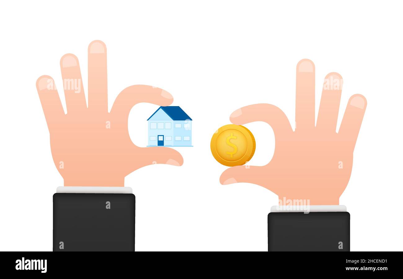 Illustration with money vs house for concept design. Business concept ...