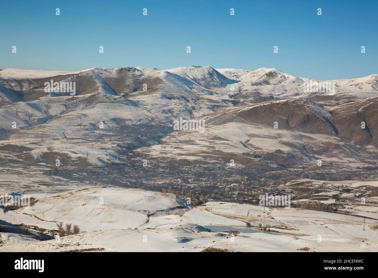 Snow-capped mountains and valley captured from Armenia Stock Photo - Alamy