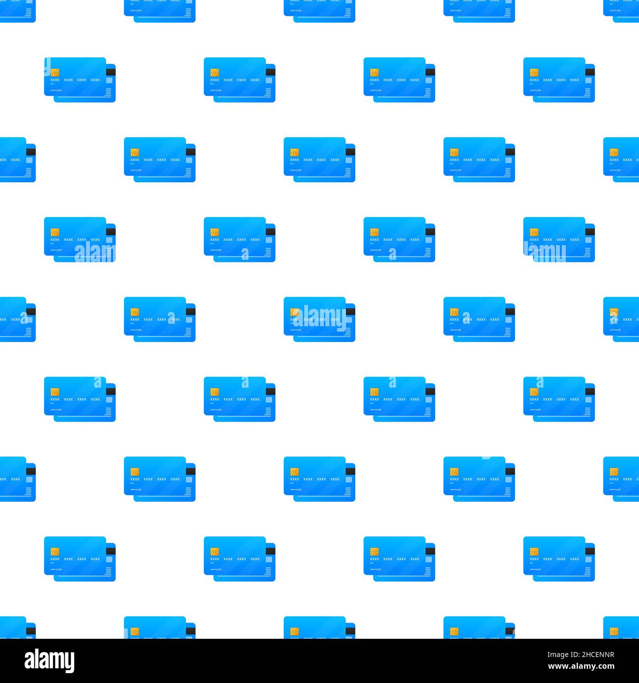 Blue simple credit card pattern on white background. Vector ...