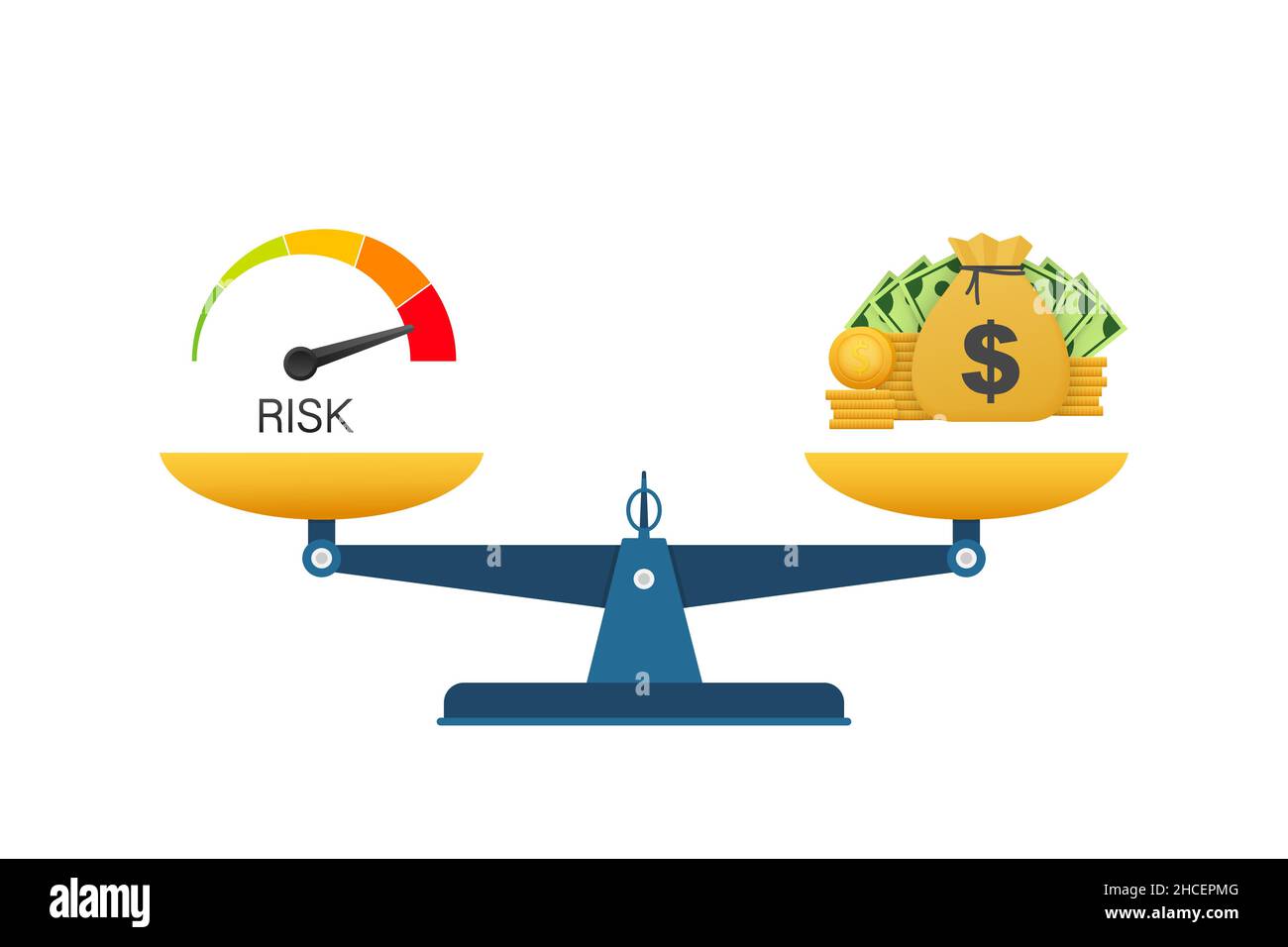 Business vector icon. Money and risk balance on scale. Flat vector ...