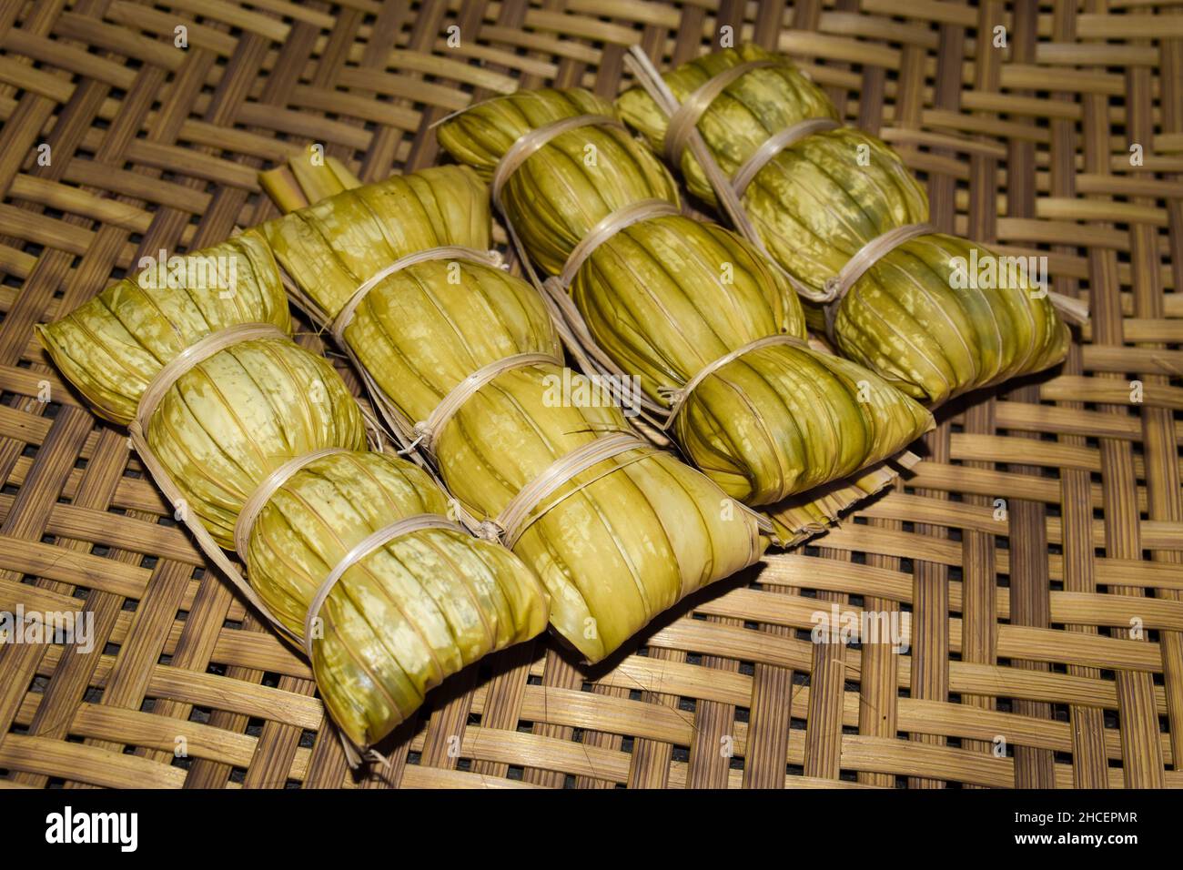Myanmar or Burmese traditional street food, glutinous rice zongzi Stock ...