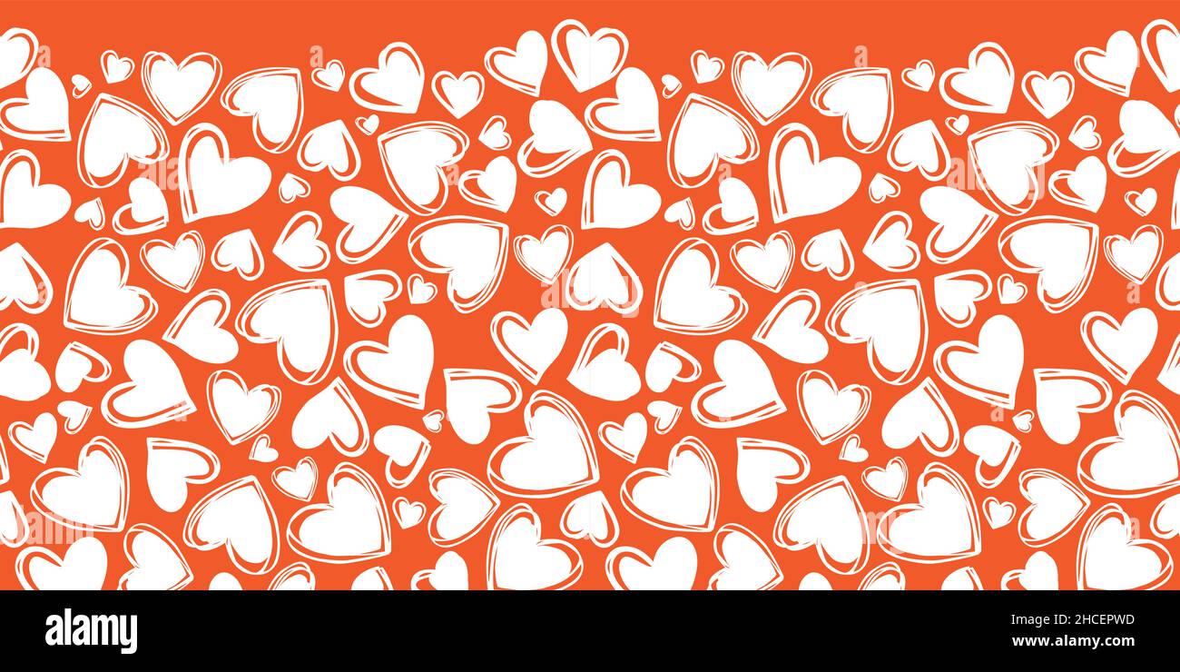 Vector red doodle cute multi direction hearts valentine horizontal ...