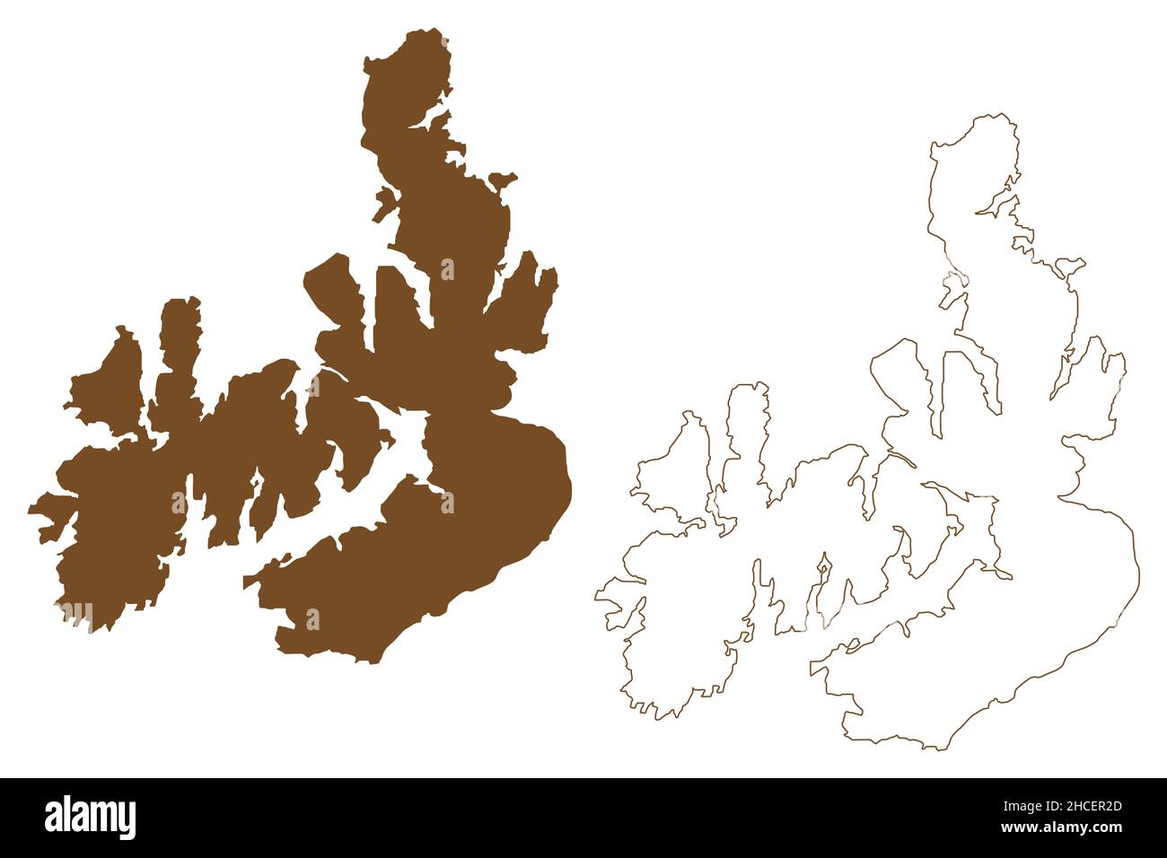 Langoya island (Kingdom of Norway, Vesteralen archipelago) map vector ...