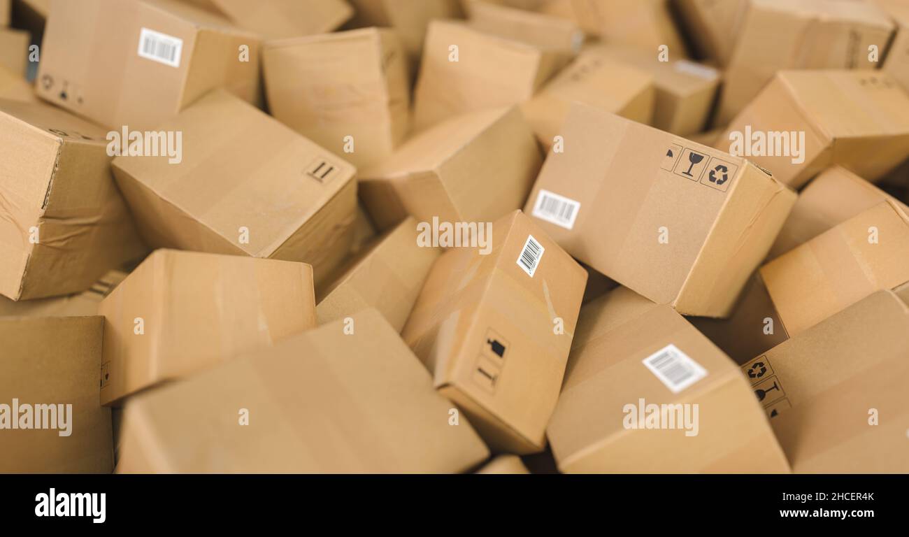 Stack of Boxes ready for shipment. logistics and delivery concept Stock ...