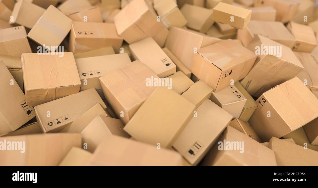 Stack of Boxes ready for shipment. logistics and delivery concept Stock ...