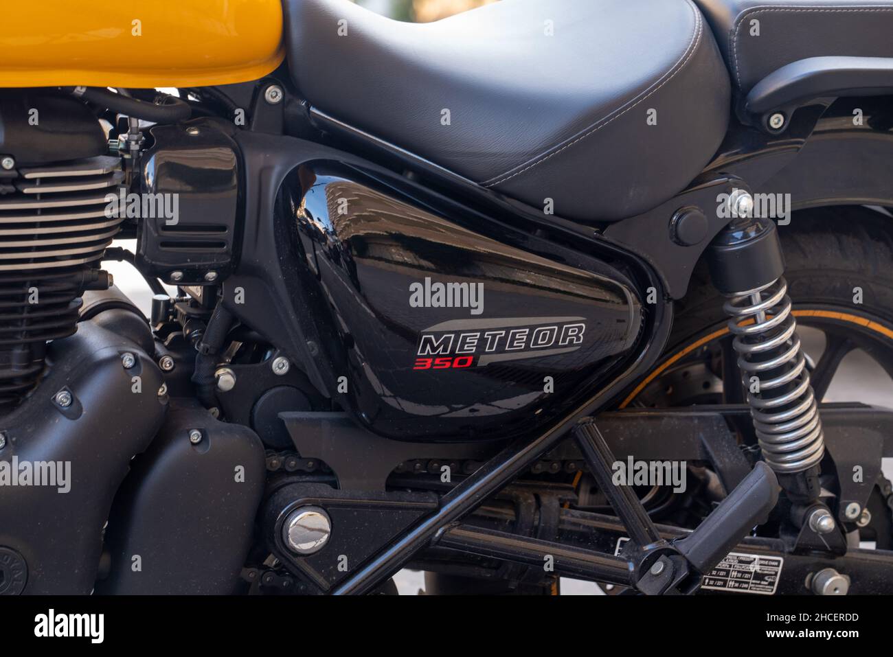 Lloret de Mar, Spain - 12.28.2021: Royal Enfield Meteor 350cc bike with ...