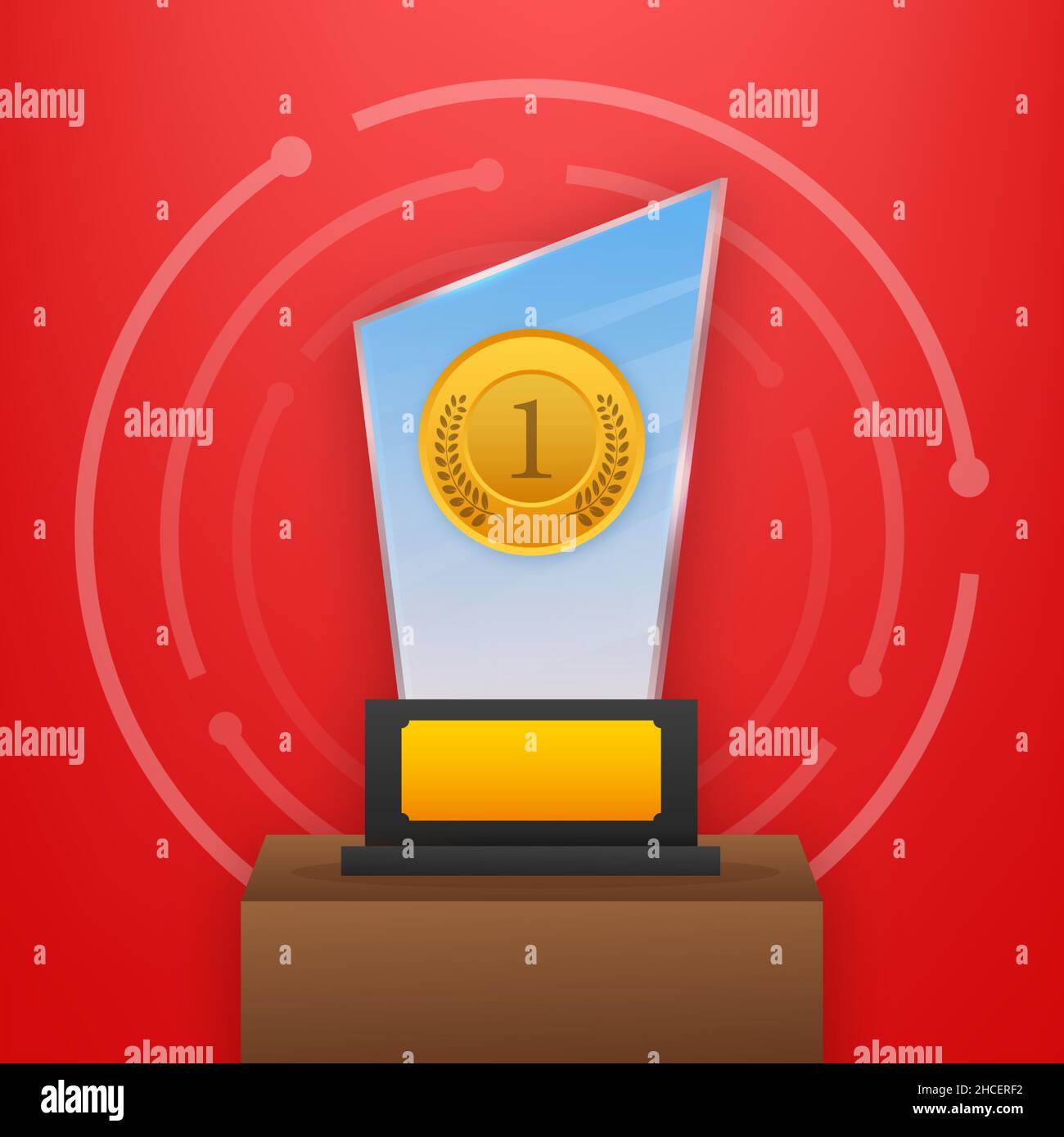 Glass award number one concept background. Golden trophy clipart ...