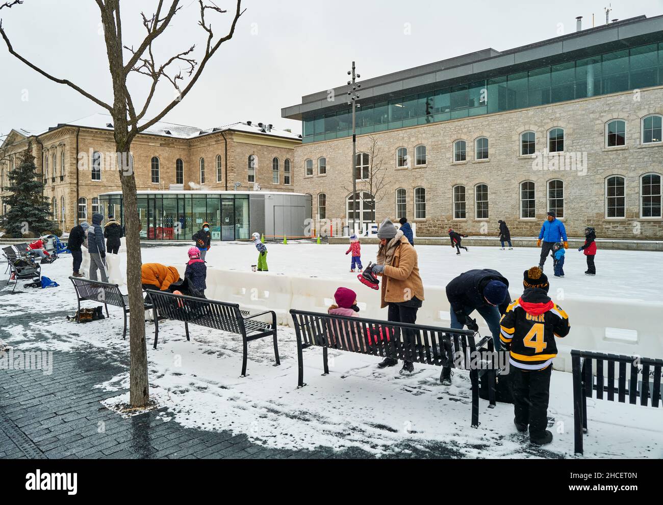 Guelph City Hall skating rink Stock Photo - Alamy
