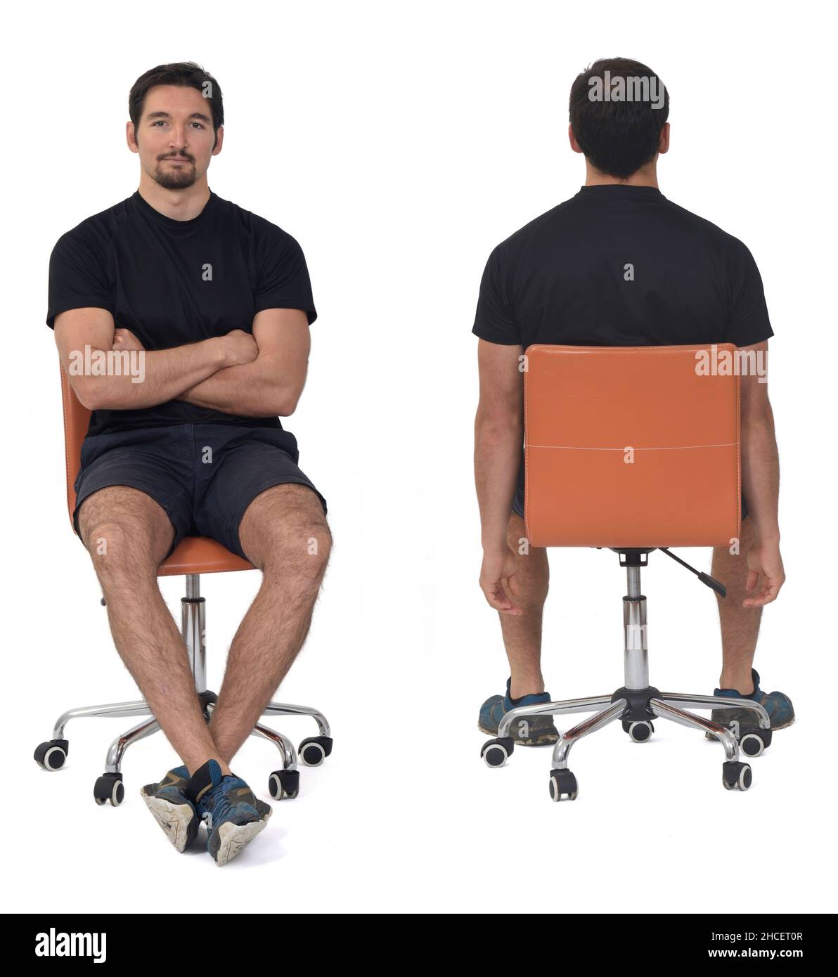 front and back of same man sportswear on white background Stock Photo ...