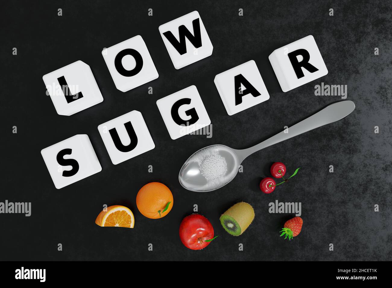 Low Sugar Diet and Healthy Eating, New Years Resolution. 3D ...