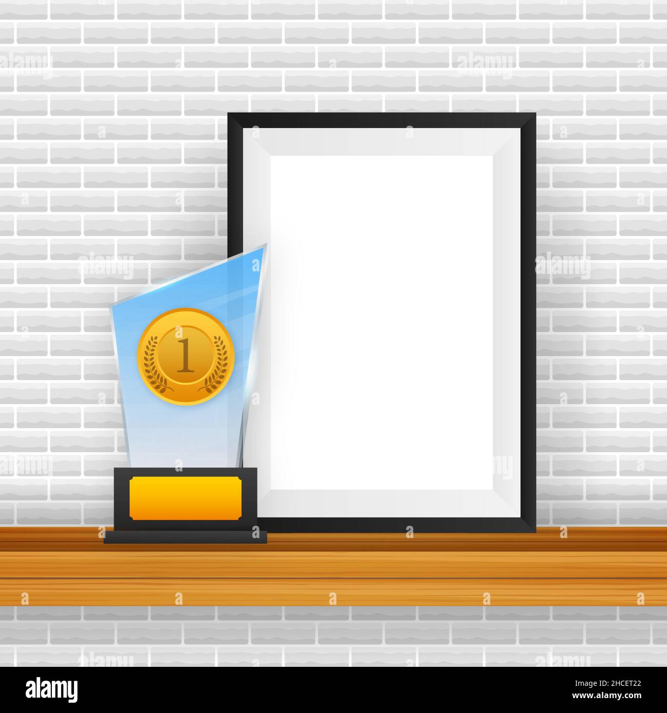 Glass award number one concept background. Golden trophy clipart ...