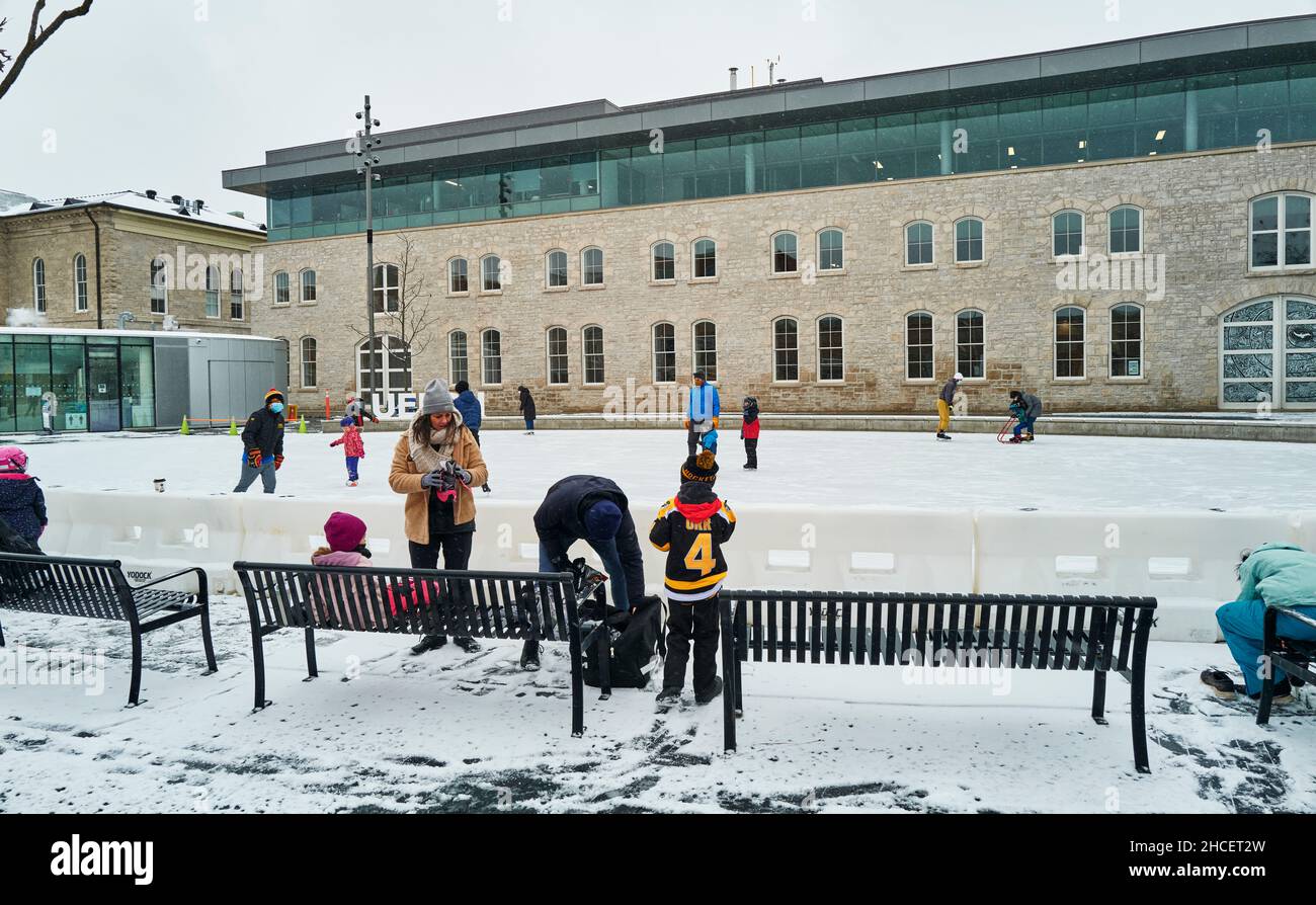 Guelph City Hall skating rink Stock Photo - Alamy