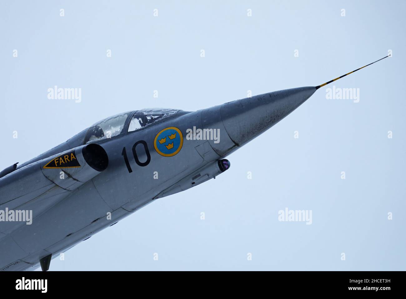 The Saab 35 Draken, J 35 Draken, fighter jet, ouside Saab AB in ...
