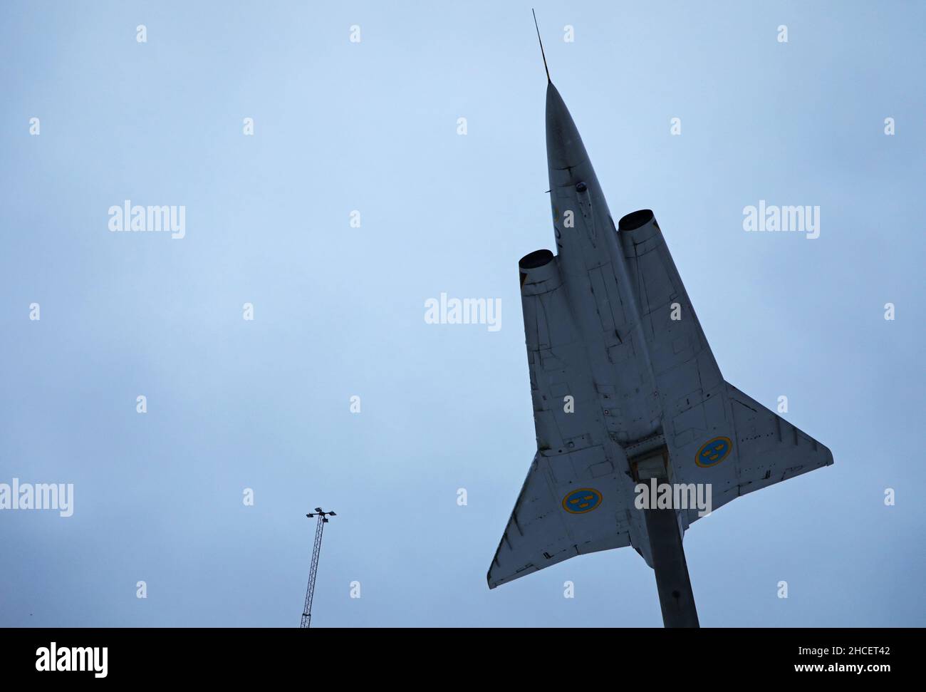 The Saab 35 Draken, J 35 Draken, fighter jet, ouside Saab AB in ...