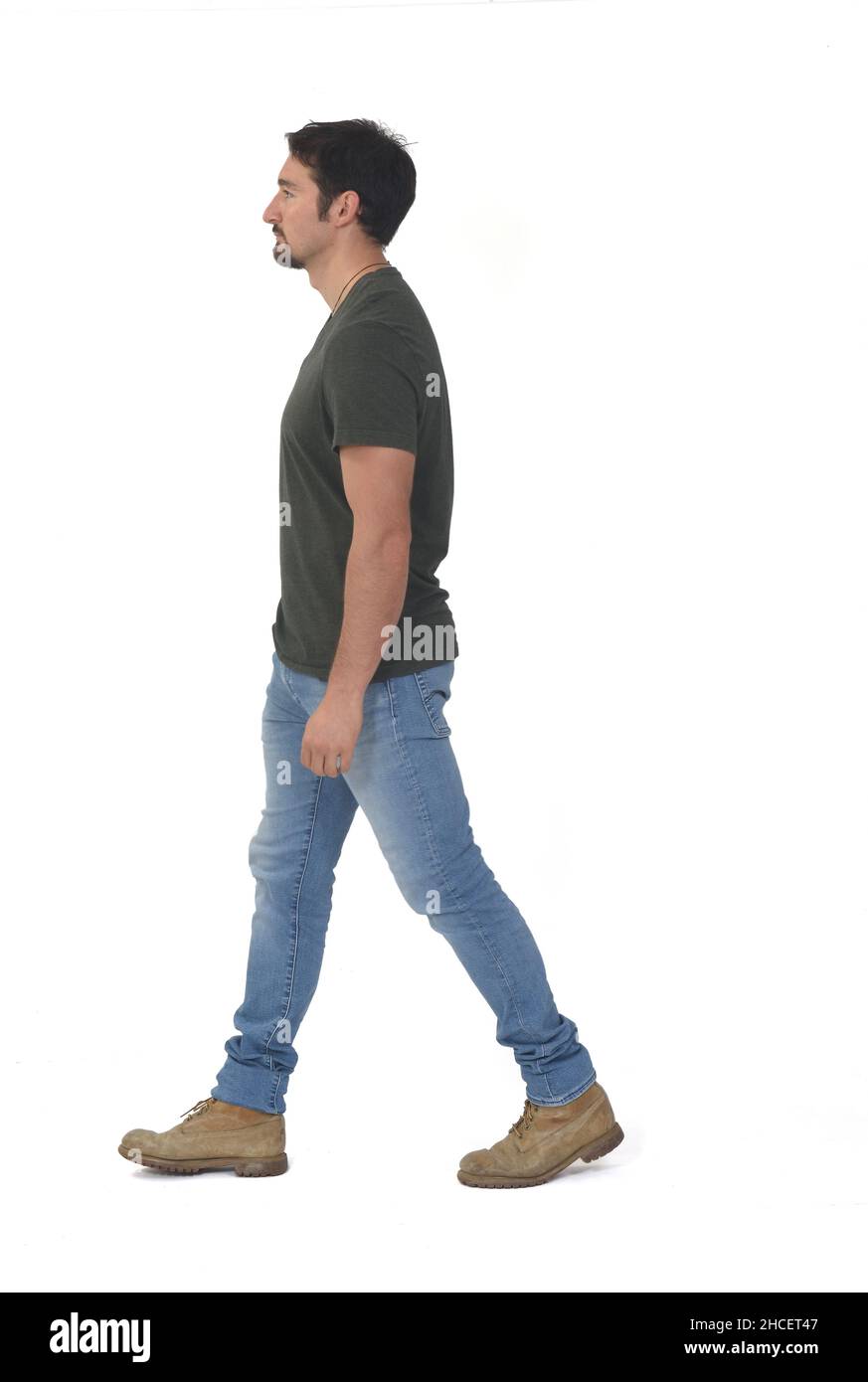 Man walking sideways white background hi-res stock photography and ...
