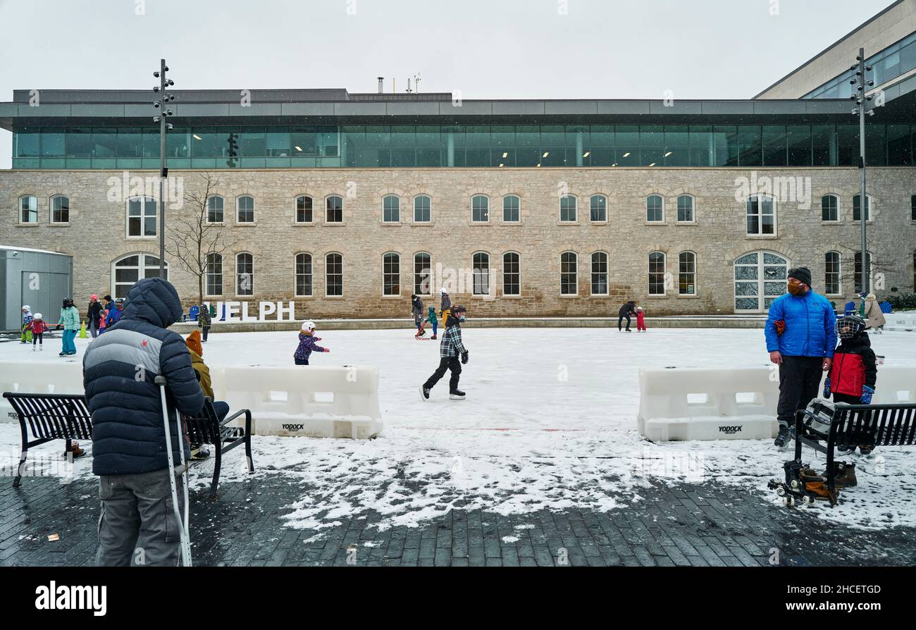 Guelph City Hall skating rink Stock Photo - Alamy