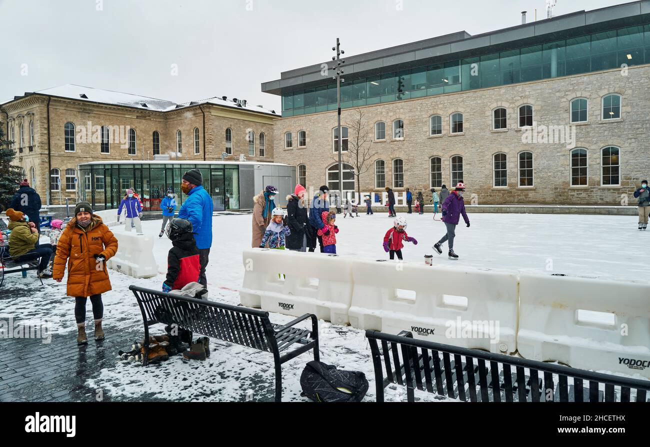 Guelph City Hall skating rink Stock Photo - Alamy