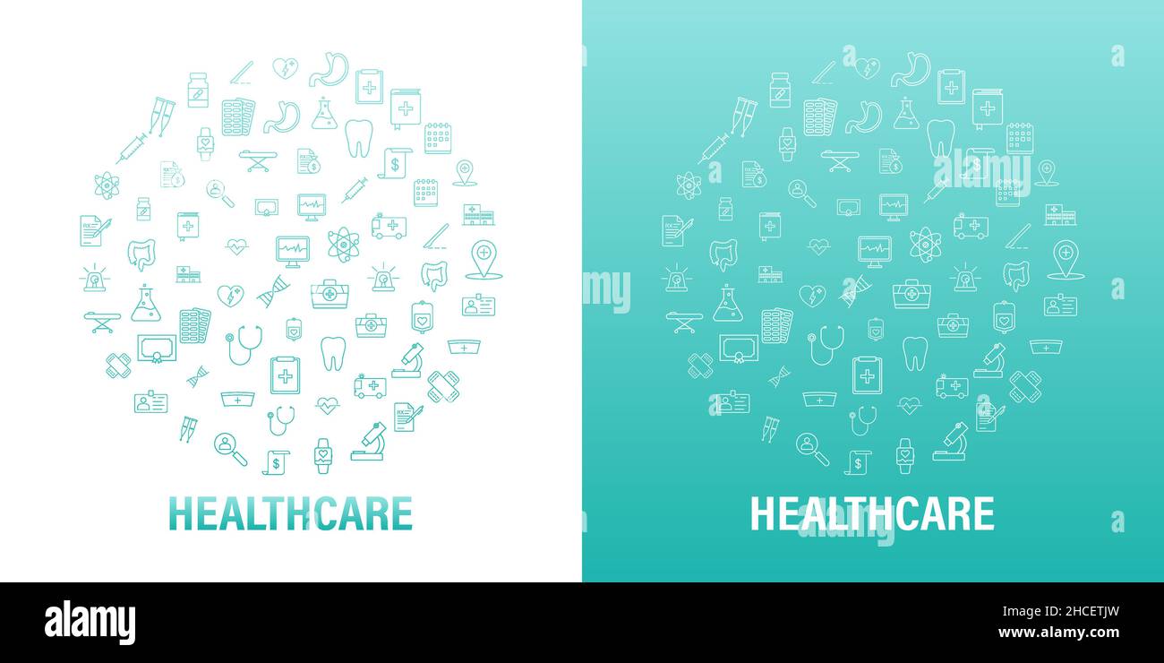 Infographic with healthcare icon round set for medical design. Medical ...