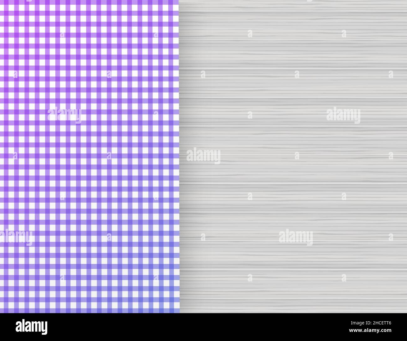 Purple corner tablecloth on white wood table. Vector stock illustration ...