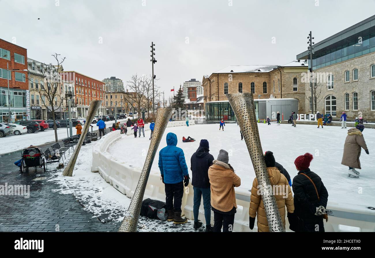 Guelph City Hall skating rink Stock Photo - Alamy