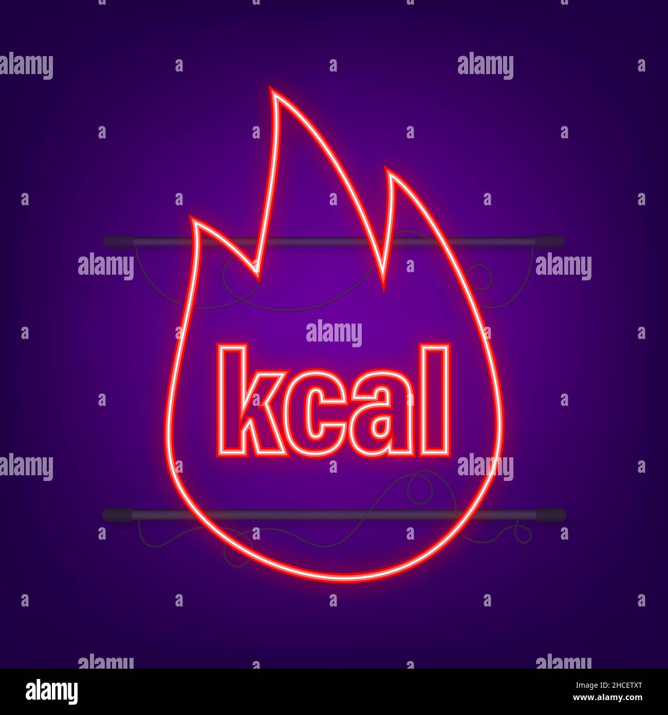 Kilocalorie neon emblem, kcal reduction. Zero calories diet program ...