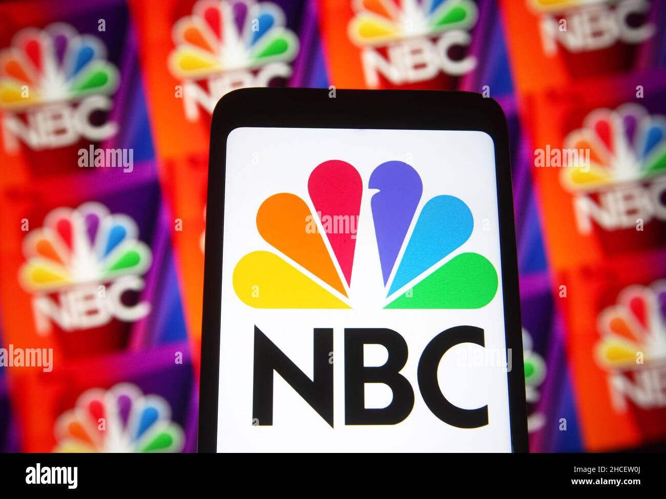 In this photo illustration, NBC (National Broadcasting Company) logo is ...