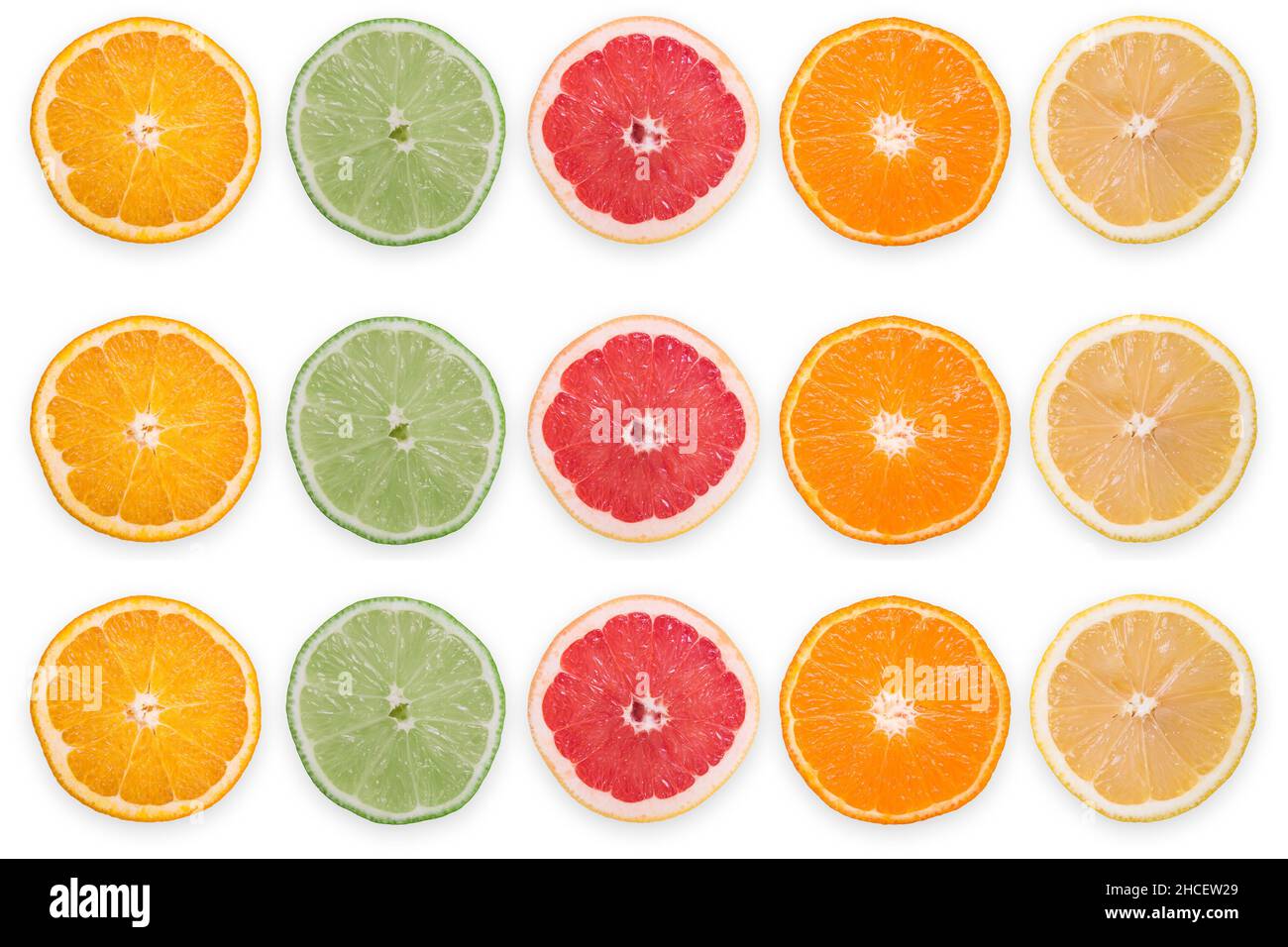 Citrus fruit slices isolated on a white background Stock Photo - Alamy