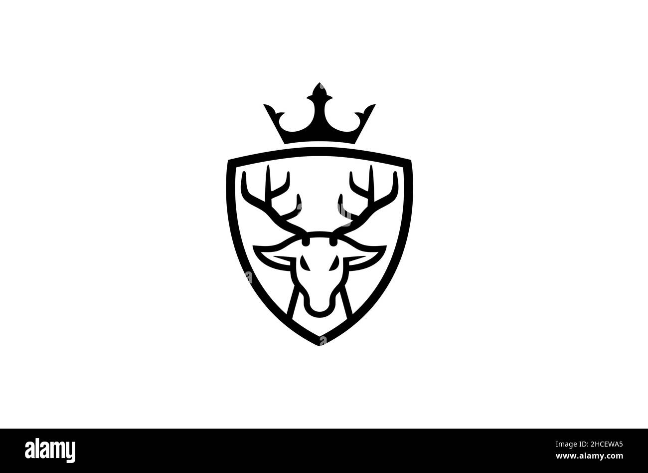 Creative Deer Head Crown Shield Logo Design Symbol Vector Illustration ...
