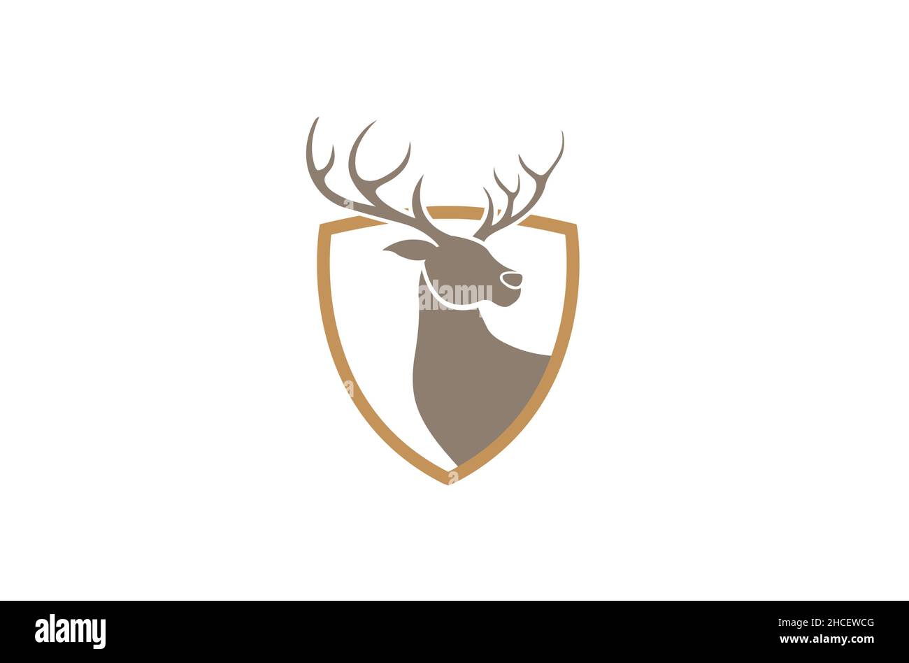 Creative Deer Golden Shield Logo Design Symbol Vector Illustration ...