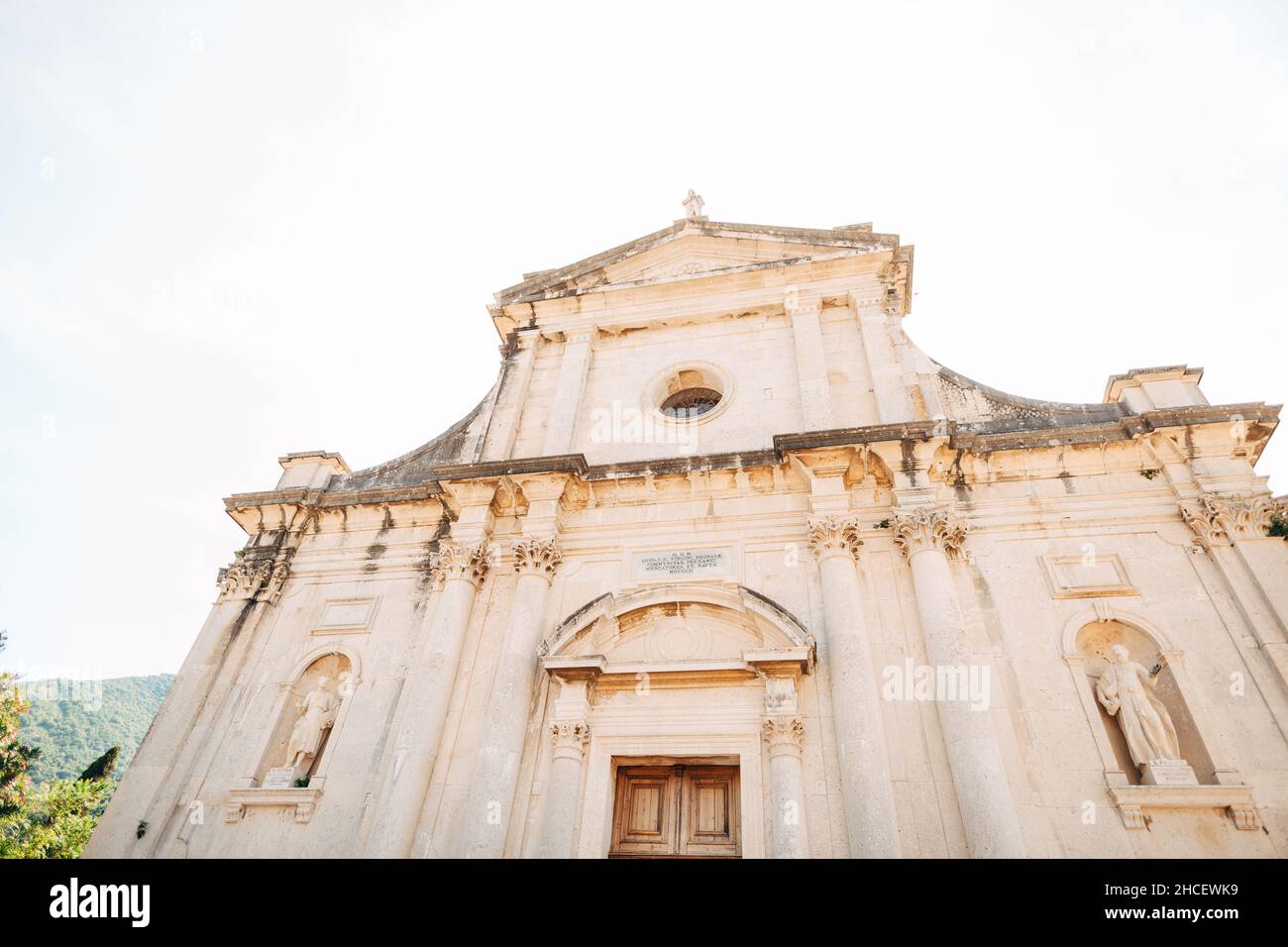 Facade of the Church of the Nativity of the Virgin with columns and ...