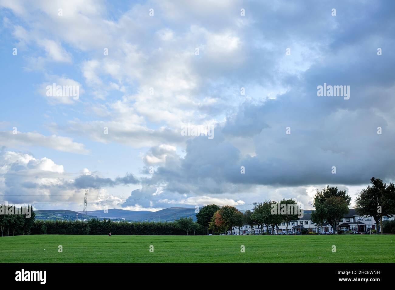 Large open space with green grass on a housing estate in Tallaght ...