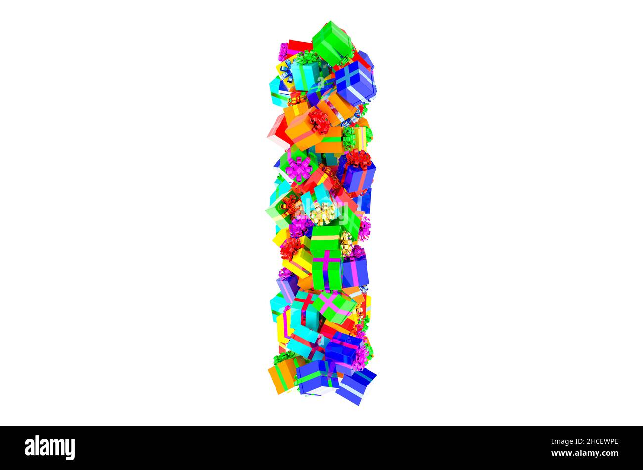 Letter I from colored gift boxes, 3D rendering isolated on white ...