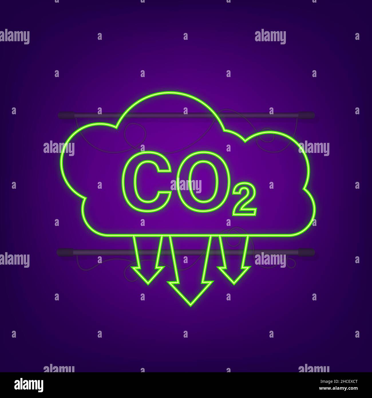 CO2 logo in neon style isolated on empty background. Flat icon on white backdrop. Vector logo ...