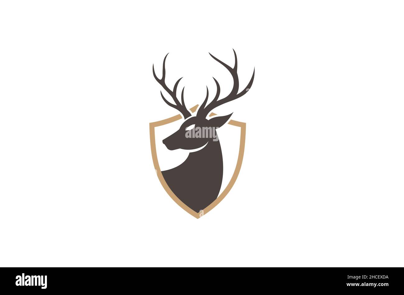 Creative Deer Golden Shield Logo Silhouette Design Symbol Vector ...