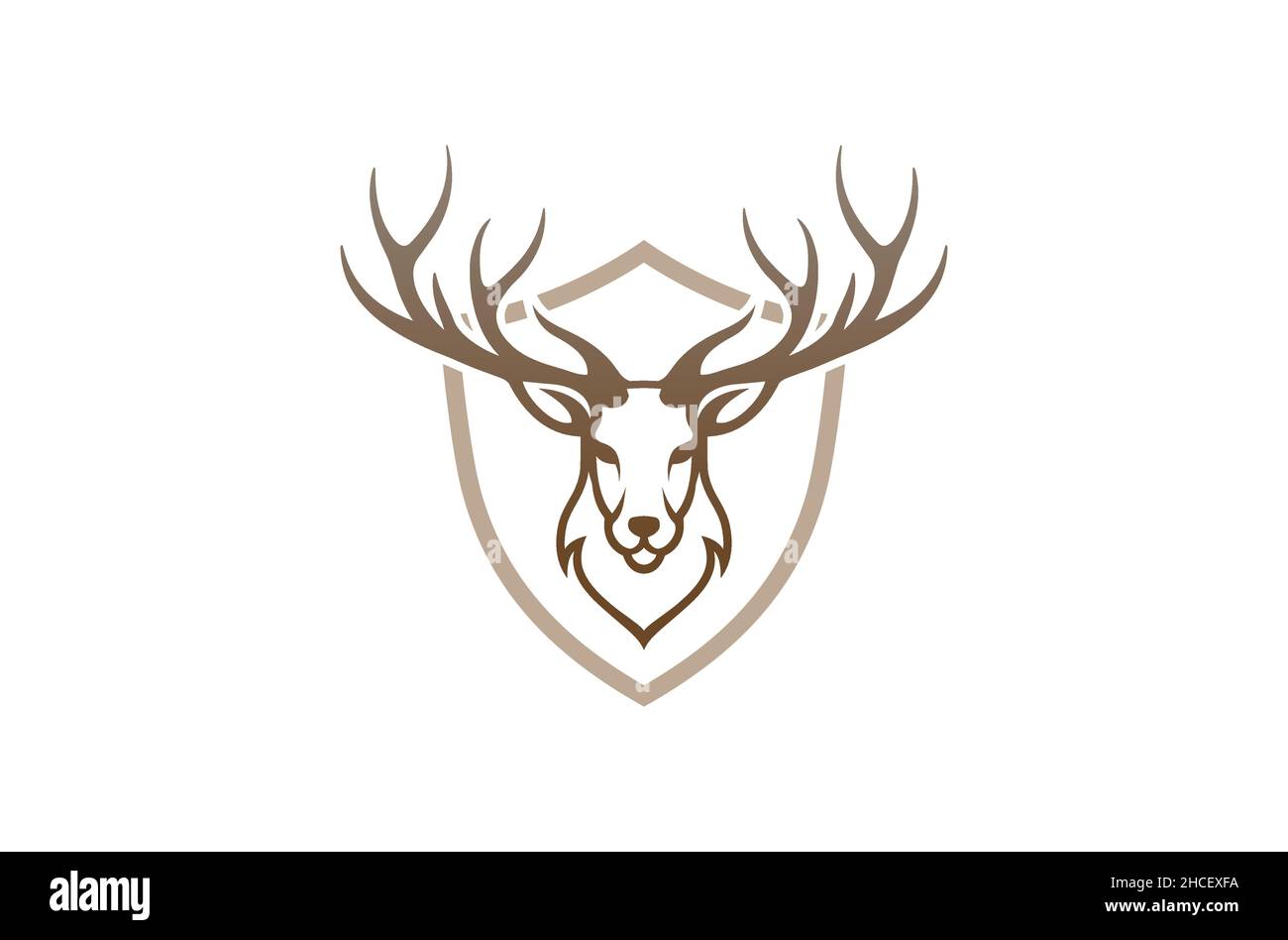 Creative Deer Golden Shield Logo Design Symbol Vector Illustration ...