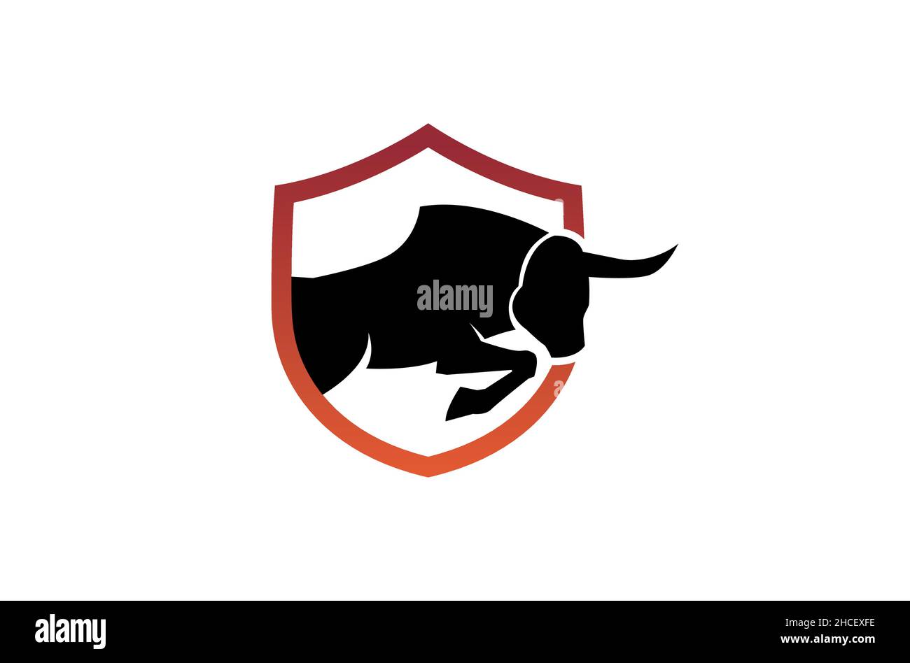 Creative Black Bull Head Red Shield Logo Design Symbol Vector Illustration Stock Vector Image ...