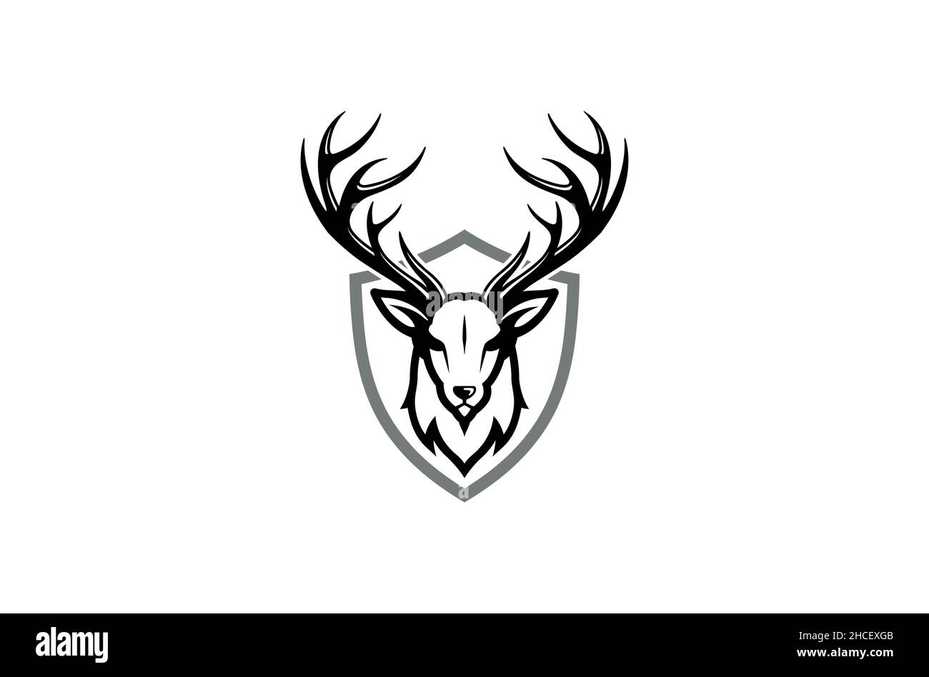 Creative Deer Golden Shield Logo Design Symbol Vector Illustration ...