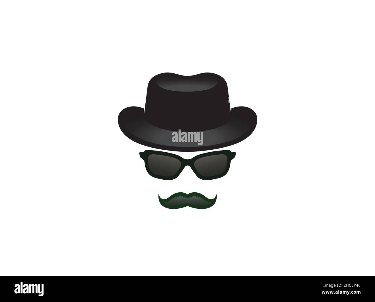 creative detective serious face mustache sunglasses Logo vector Design ...