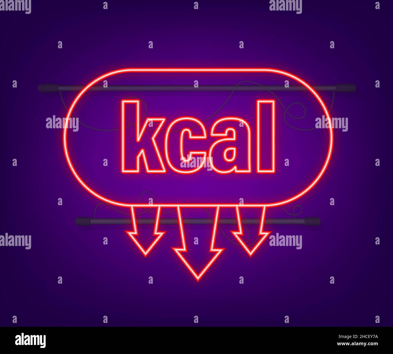 Kilocalorie neon emblem, kcal reduction. Zero calories diet program ...