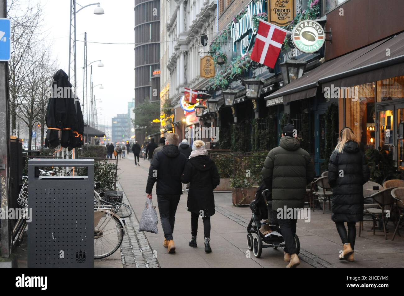 Copenhagen/Denmark./28 December 2021/Vesterbrogade most of pubsh street ...
