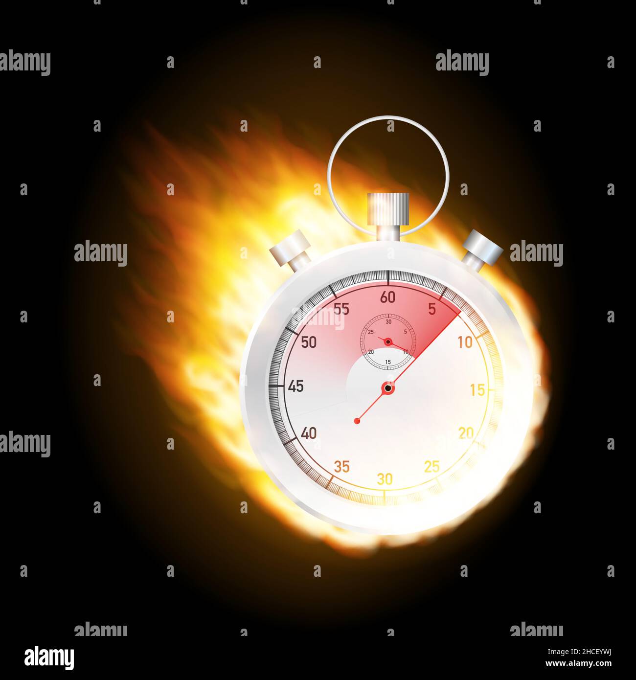 Stopwatch concept - faster sign with fire. Vector stock illustration ...
